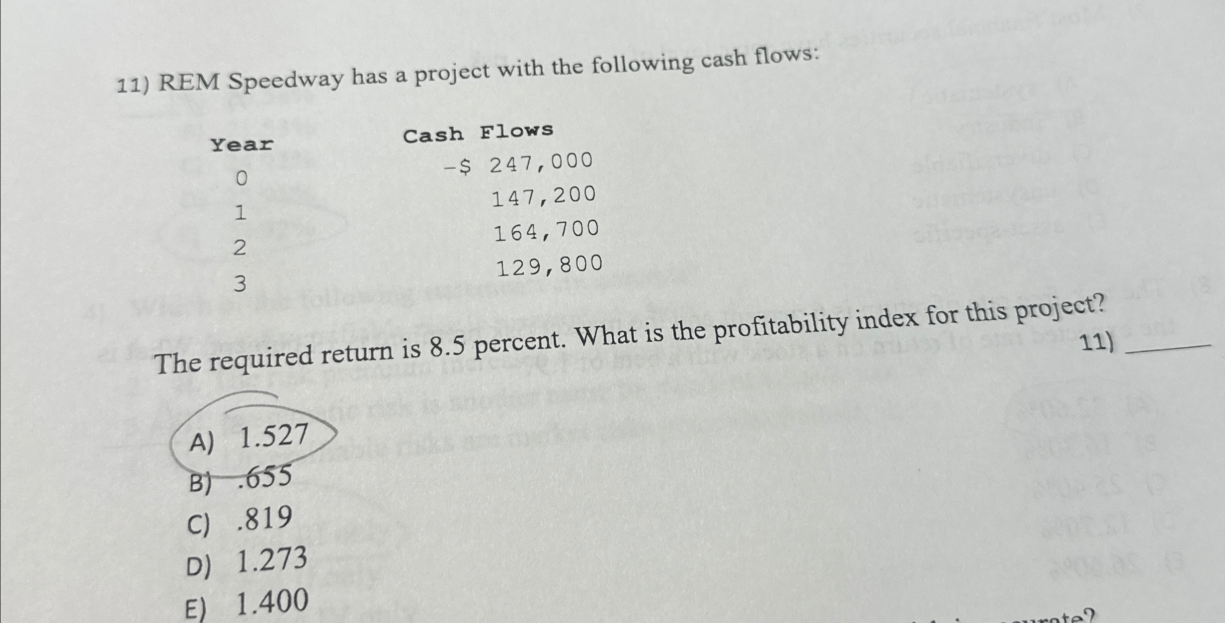Solved REM Speedway has a project with the following cash | Chegg.com