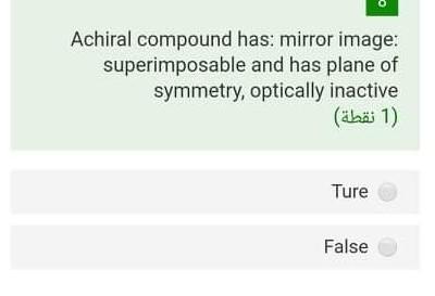 Solved o Achiral compound has: mirror image: superimposable | Chegg.com