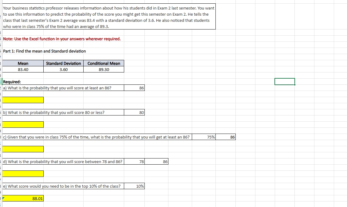 Solved Your business statistics professor releases | Chegg.com