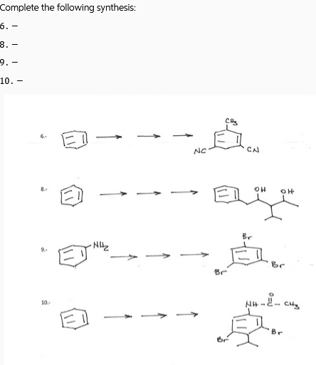 Complete the following synthesis:8.- | Chegg.com