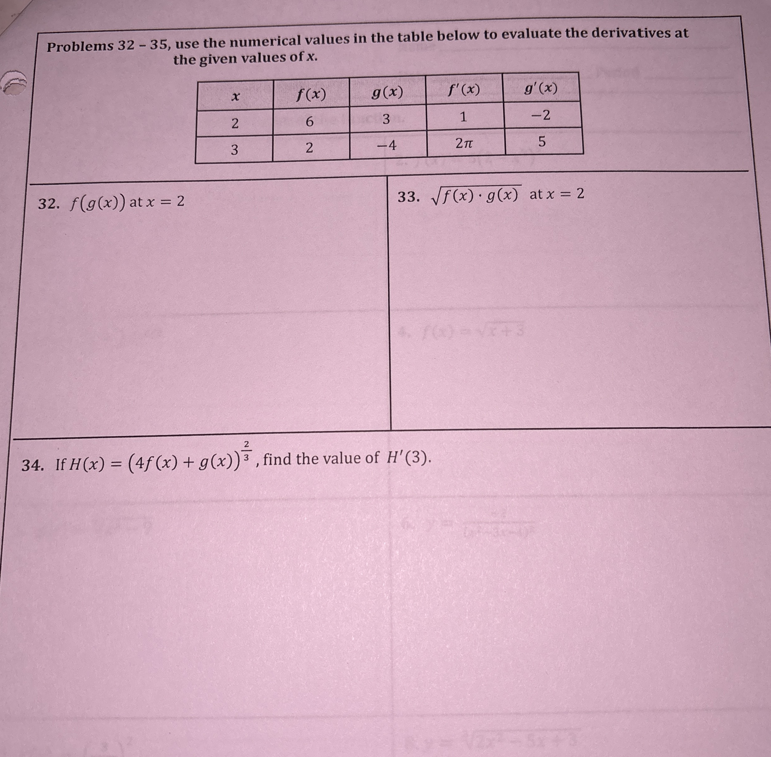 Solved by an EXPERT Problems 32 - 35, ﻿use the numerical values in the | Chegg.com