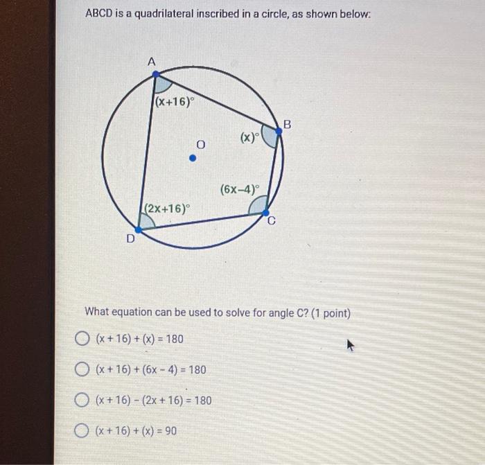 [Solved]: ABCD is a quadrilateral inscribed in a circl