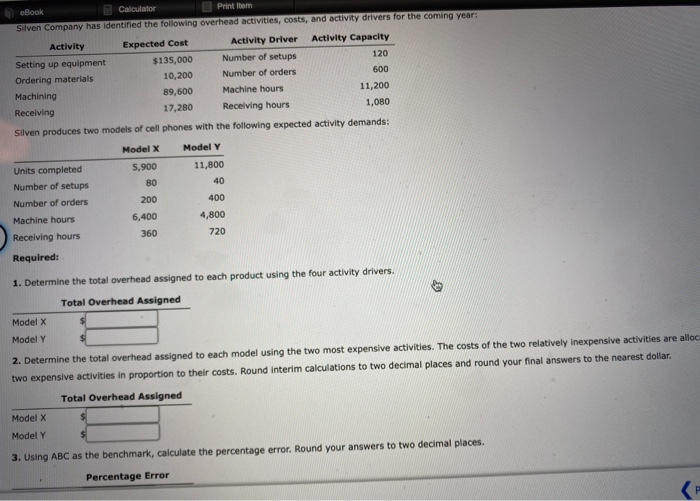 Solved eBook Calculator Print Item Silven Company has | Chegg.com