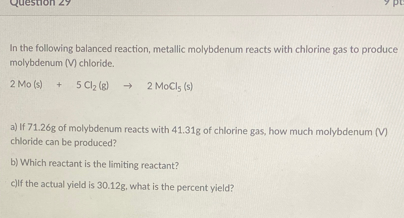 Solved In the following balanced reaction, metallic | Chegg.com