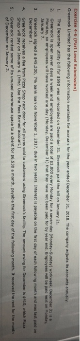 Solved Exercise 4-6 (Part Level Submission) Greenock Limited | Chegg.com