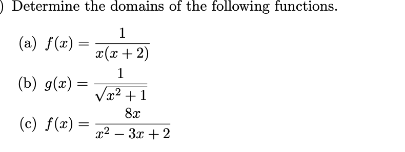 Solved Determine the domains of the following | Chegg.com