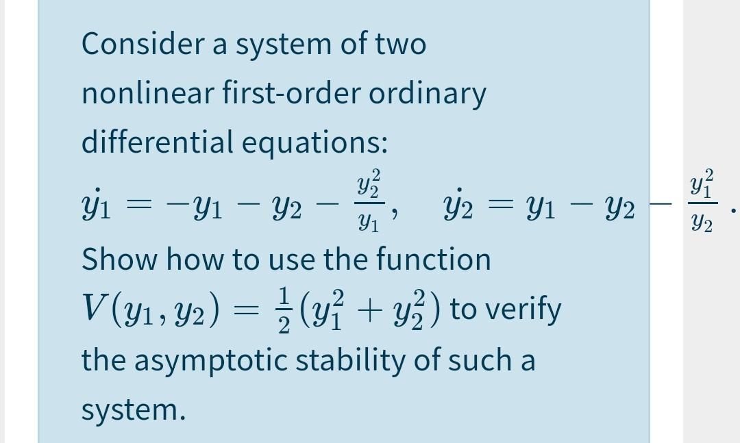 Solved Consider a system of two nonlinear first-order | Chegg.com