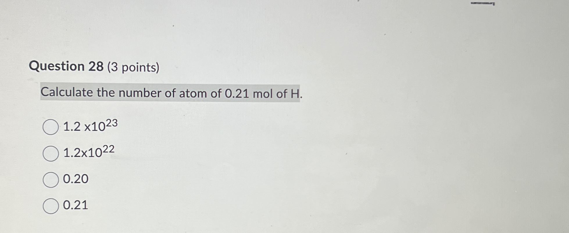 Solved Question 28 (3 ﻿points)Calculate the number of atom | Chegg.com
