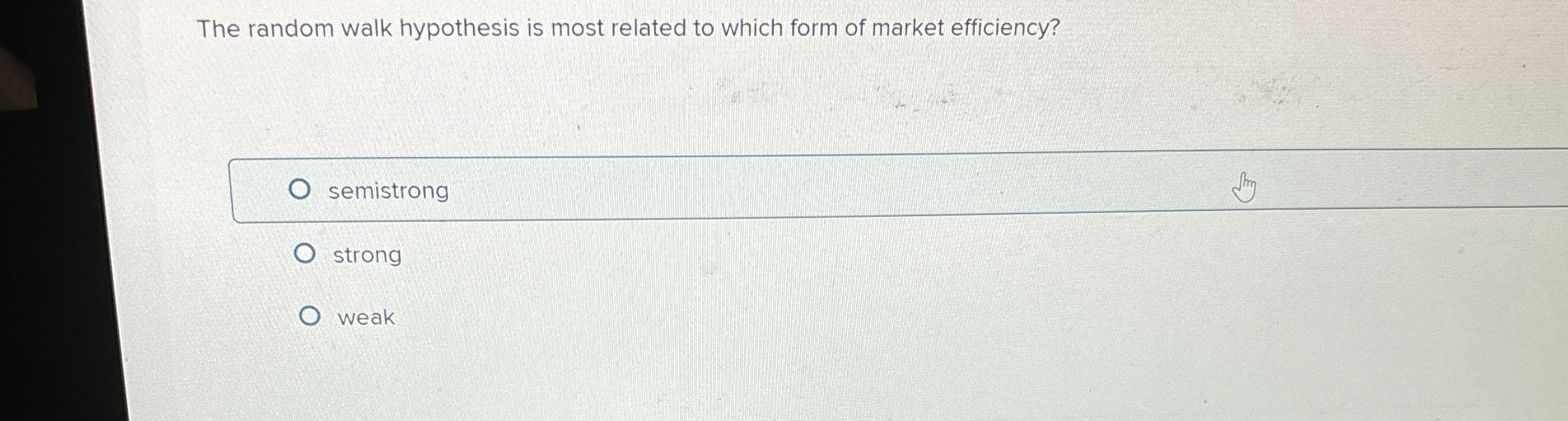 Solved The random walk hypothesis is most related to which | Chegg.com