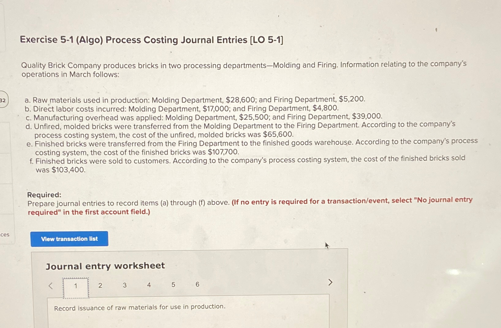 Solved Exercise 5-1 (Algo) ﻿Process Costing Journal Entries | Chegg.com