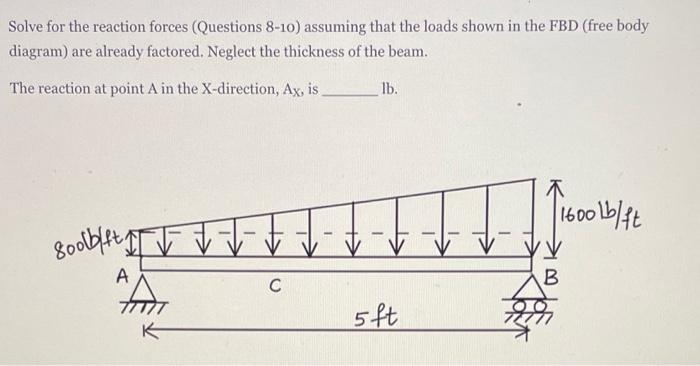 Solved Solve for the reaction forces (Questions 8-10) | Chegg.com