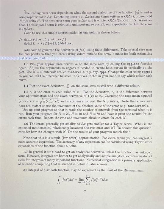 Solved Arrays Finite Differences 1 Numerical Calculus In | Chegg.com