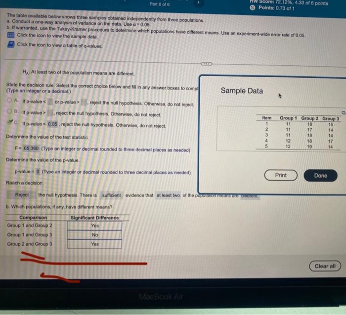 Solved The table avallable below shows three samples | Chegg.com