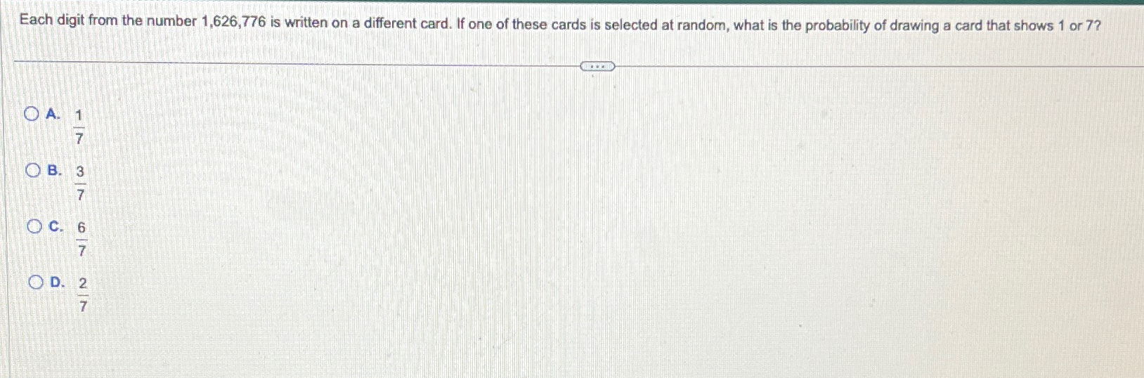 Solved Each digit from the number 1,626,776 ﻿is written on a | Chegg.com