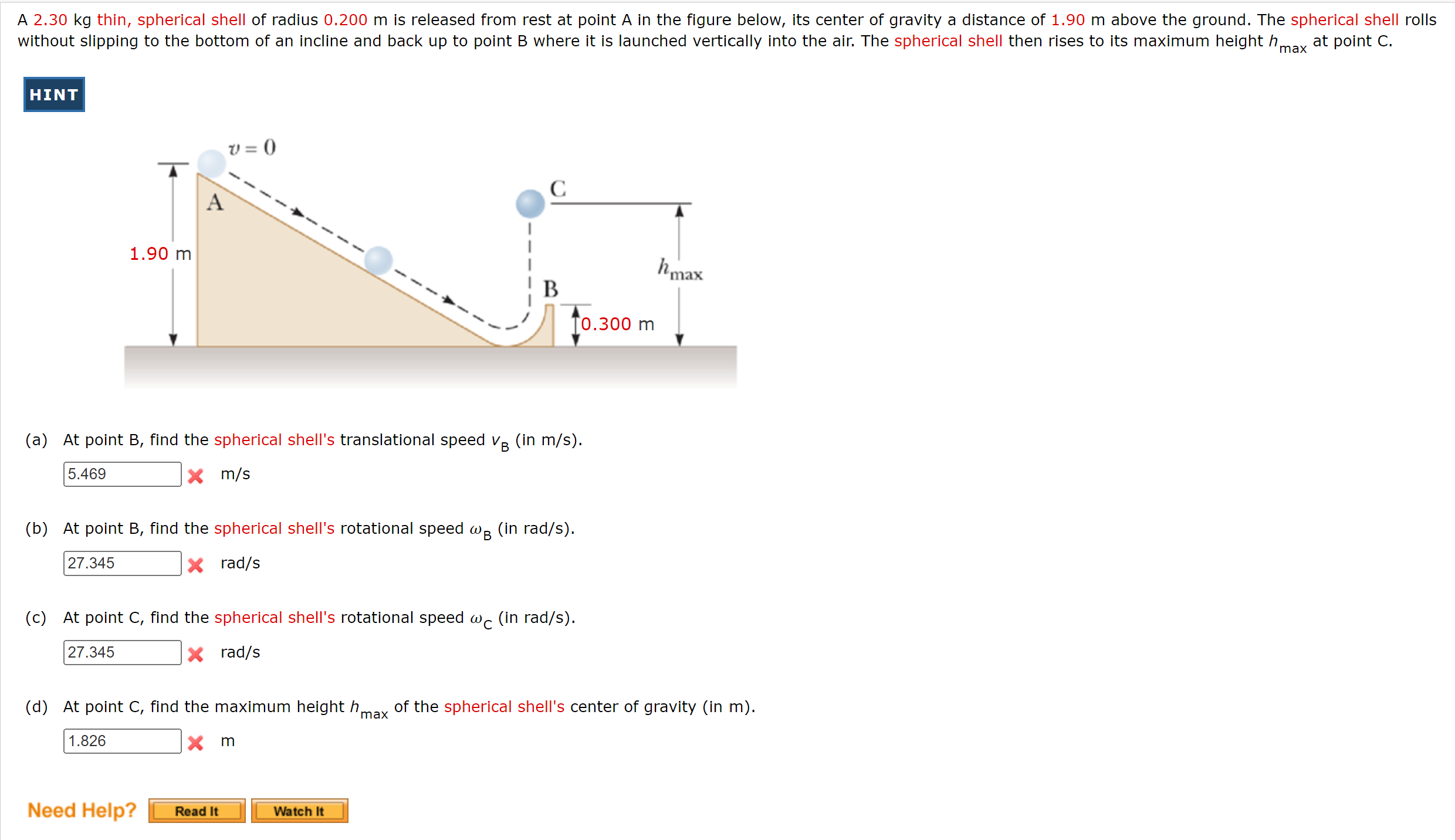 Solved A 2.30kg ﻿thin, spherical shell of radius 0.200m ﻿is | Chegg.com