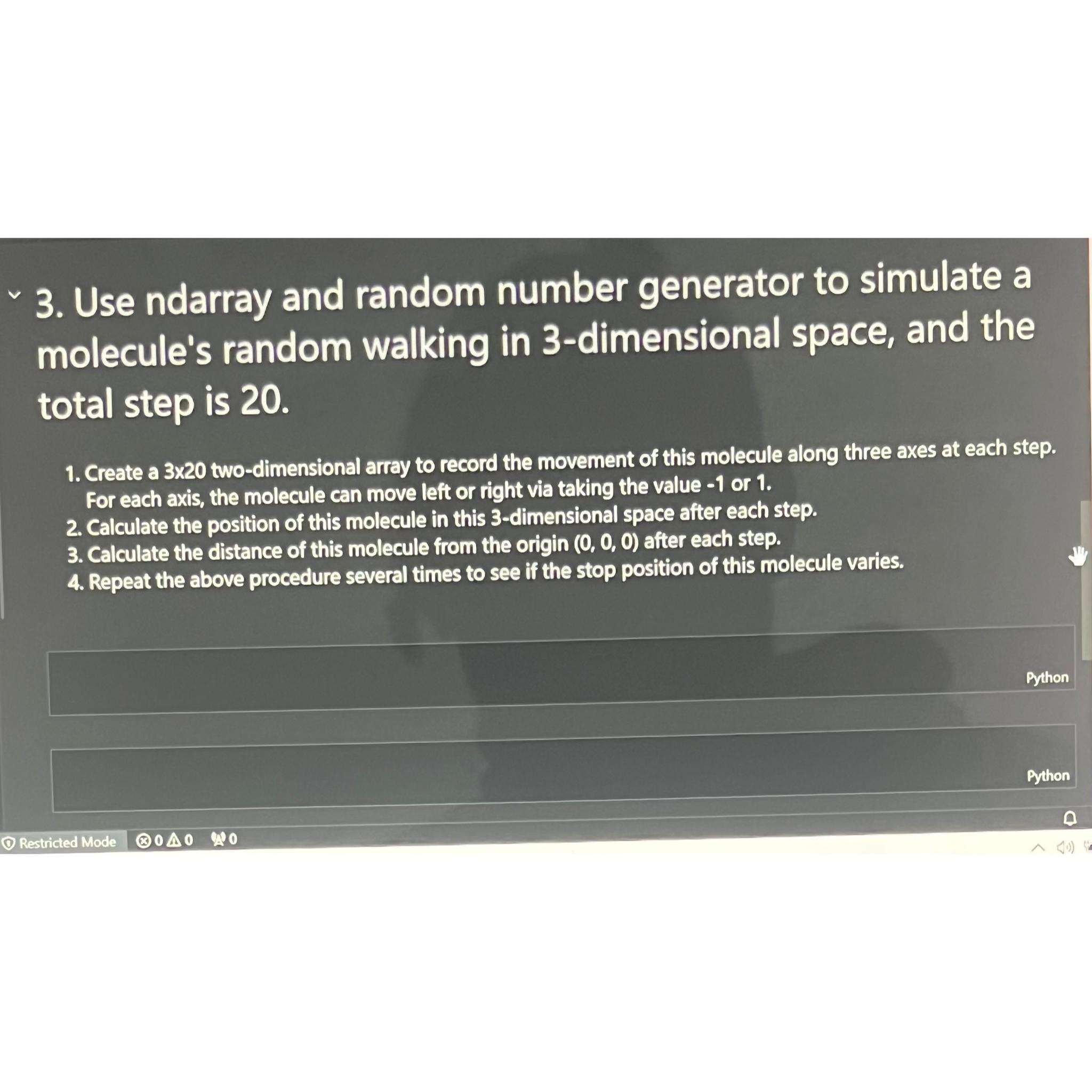 Solved Use ndarray and random number generator to simulate a | Chegg.com