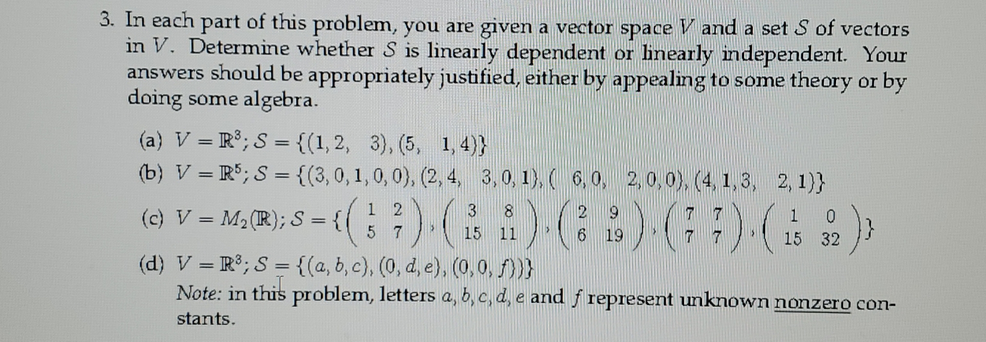 Solved In each part of this problem, you are given a vector | Chegg.com