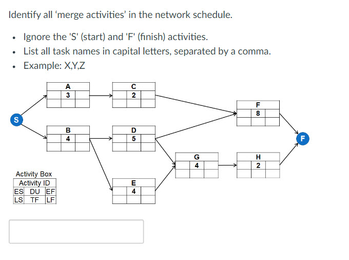 Identify all 'merge activities' in the network | Chegg.com