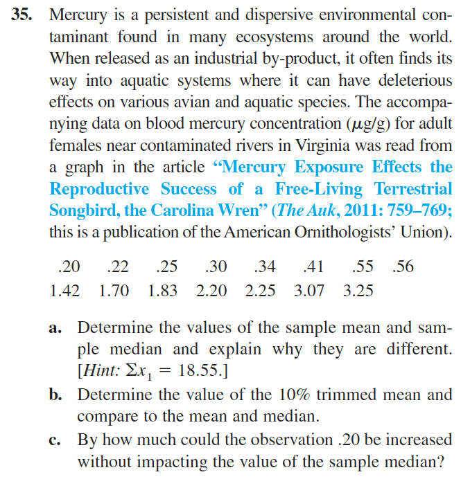 Solved Mercury is a persistent and dispersive environmental | Chegg.com