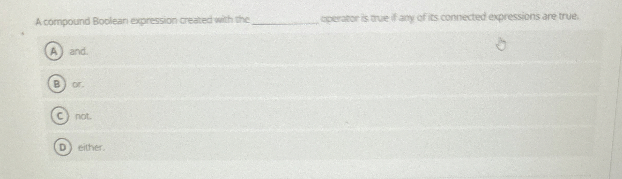 Solved A compound Boolean expression created with the | Chegg.com