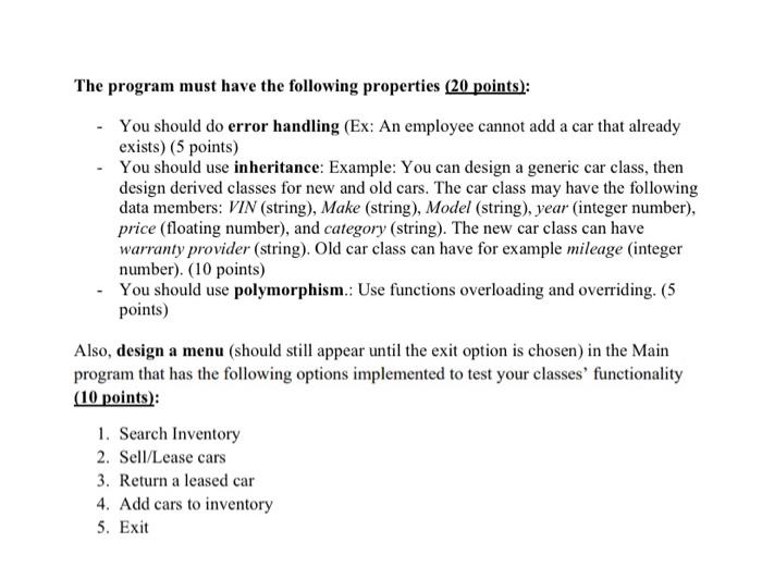 Solved C++ hello i have this project on Car dealership | Chegg.com