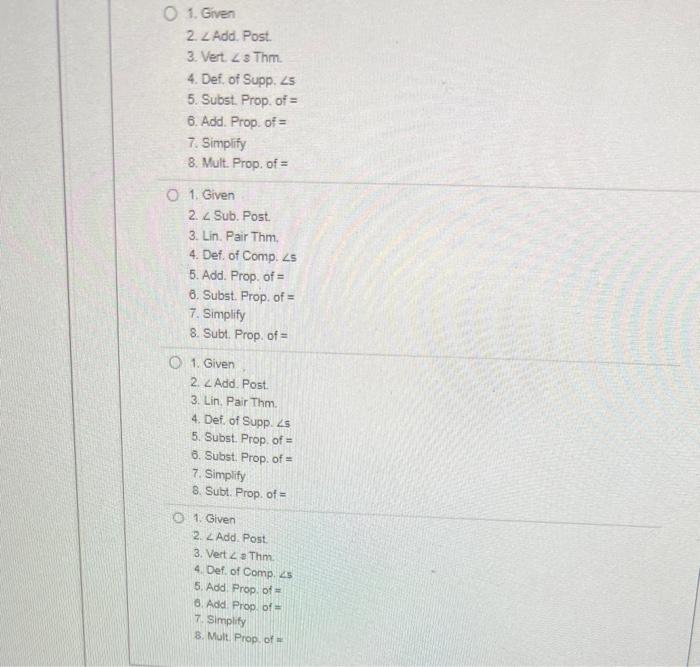 Solved Identify the correct justification for each step, | Chegg.com