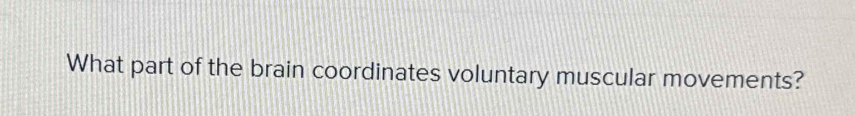 Solved What part of the brain coordinates voluntary muscular | Chegg.com