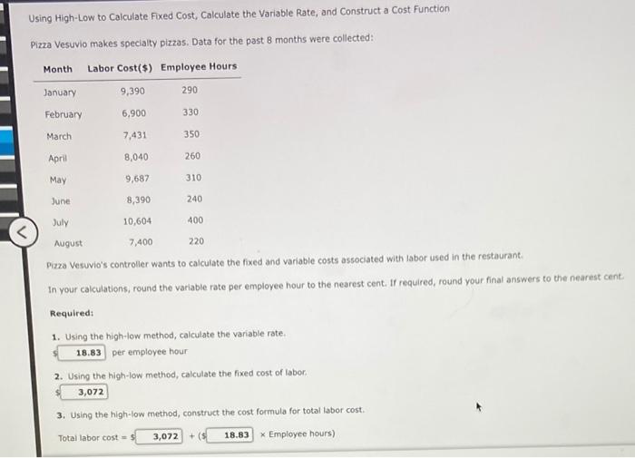 Solved Using High-Low to Calculate Fixed Cost Calculate the | Chegg.com