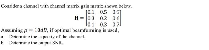 Consider a channel with channel matrix gain matrix | Chegg.com