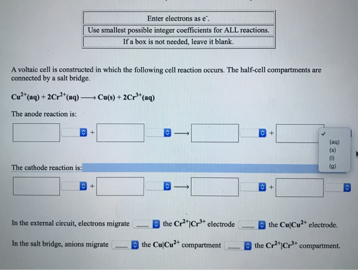 Solved Enter electrons as e. Use smallest possible integer | Chegg.com