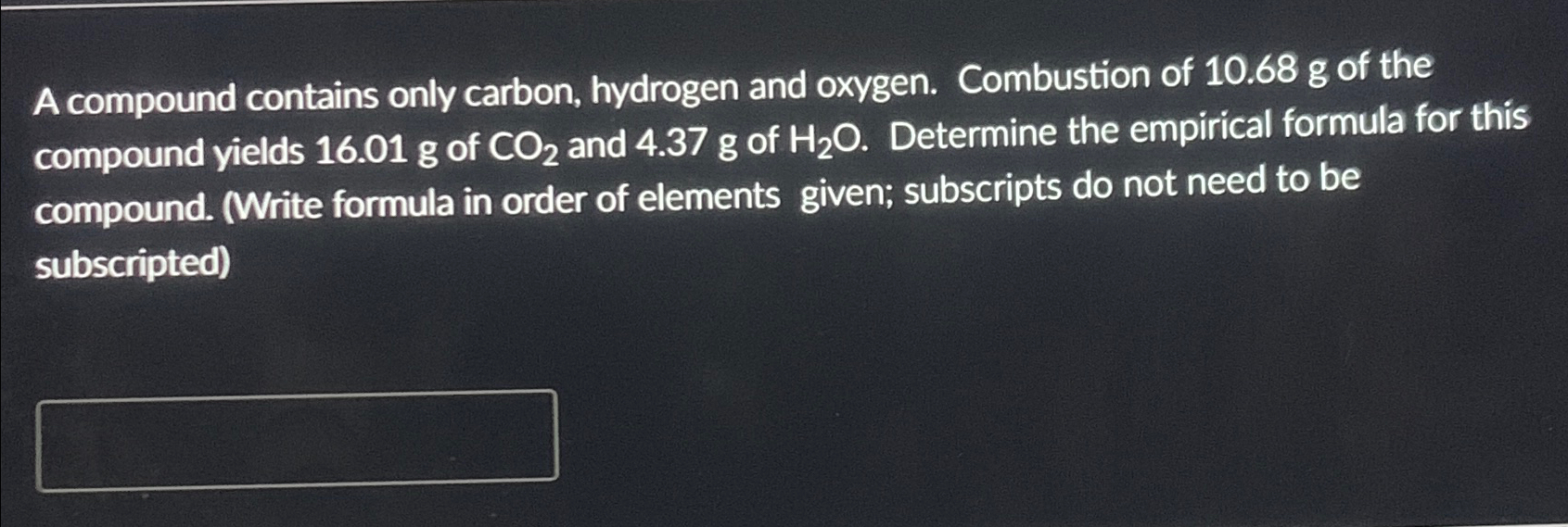 Solved • ﻿A compound contains only carbon, hydrogen and | Chegg.com