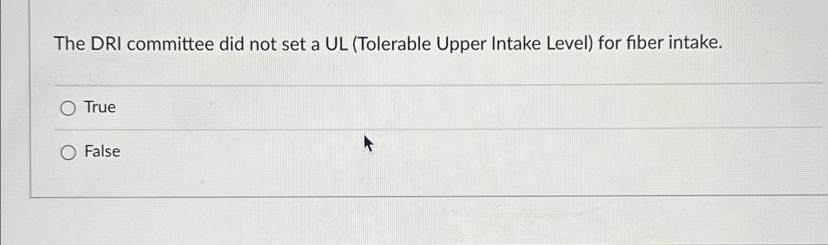 Solved The DRI committee did not set a UL (Tolerable Upper | Chegg.com