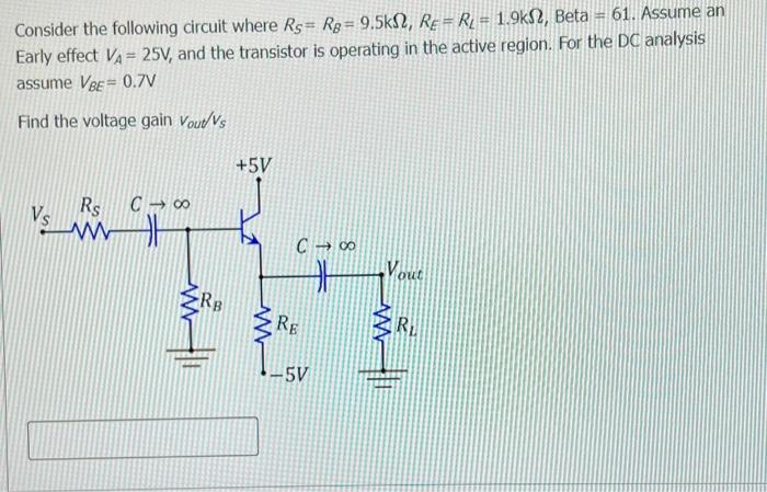 Solved - Consider the following circuit where Rs= Rg = | Chegg.com