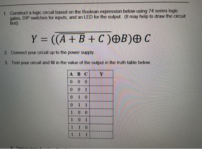 Solved 1. Construct a logic circuit based on the Boolean | Chegg.com