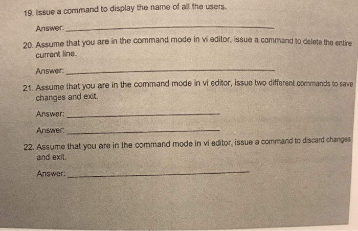 Solved 19 Issue A Command To Display The Name Of All The 