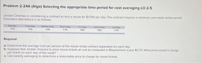 Solved Problem 2-24A (Algo) Selecting the appropriate time | Chegg.com