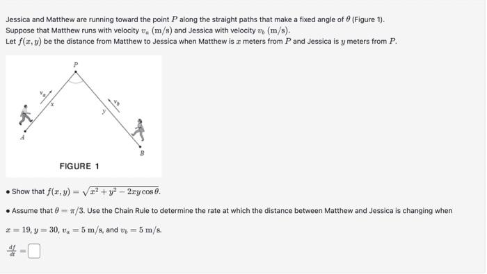 Solved Jessica and Matthew are running toward the point P | Chegg.com