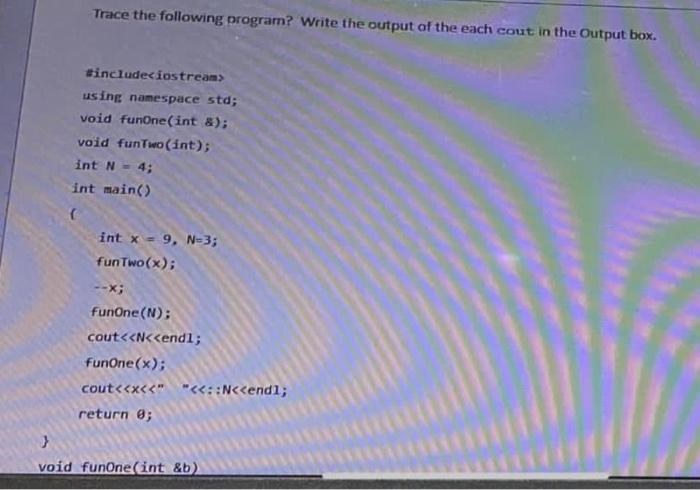 Solved Trace the following program? Write the output of the | Chegg.com