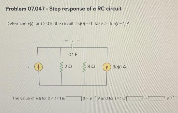 Solved Problem 07.047 - Step response of a RC circuit | Chegg.com
