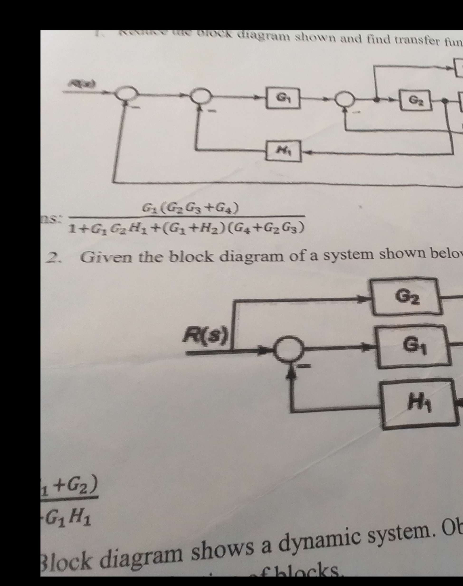 hs: G1(G2G3+G4)1+G1G2H1+(G1+H2)(G4+G2G3)Given the | Chegg.com
