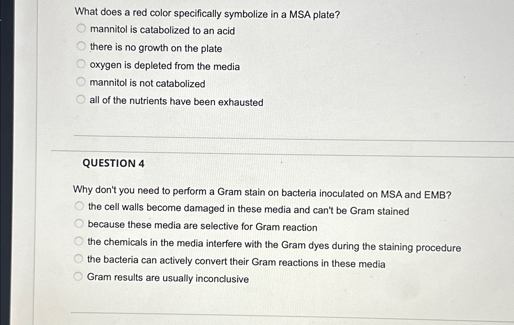 Solved What does a red color specifically symbolize in a MSA | Chegg.com