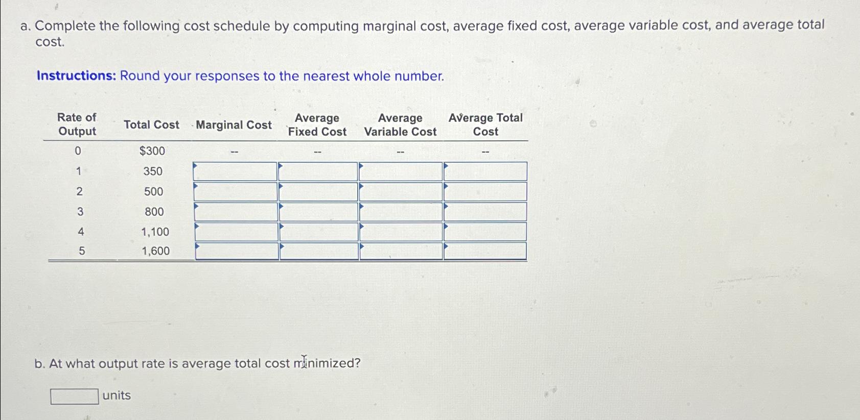 Solved a. ﻿Complete the following cost schedule by computing | Chegg.com