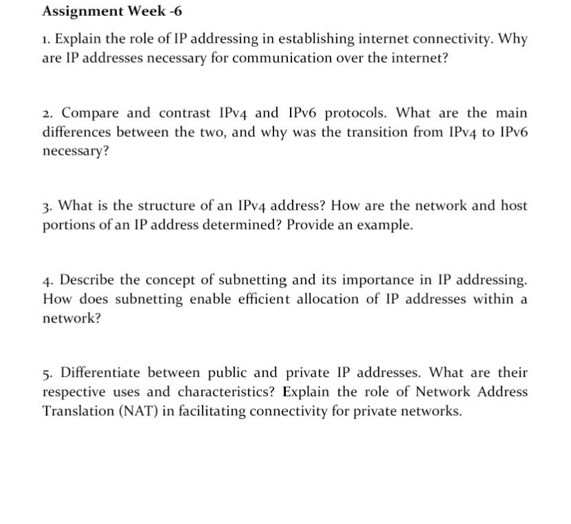 Solved Assignment Week -6 1. Explain the role of IP | Chegg.com