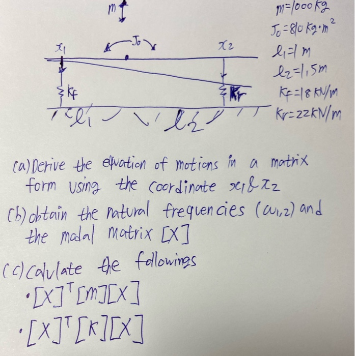 Solved (a) derive the equations of motion in a matrix form | Chegg.com