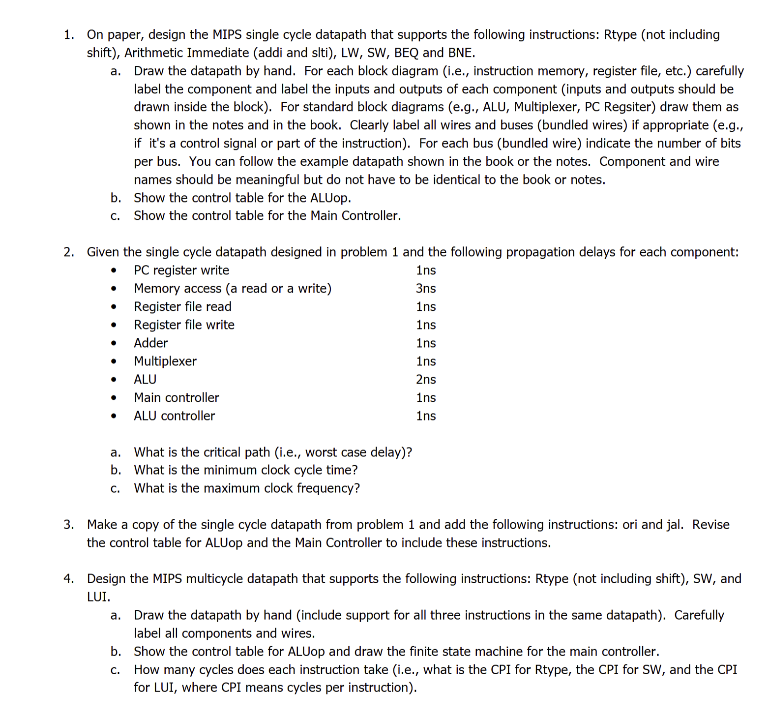 Solved Answer question two only please.Design the MIPS | Chegg.com