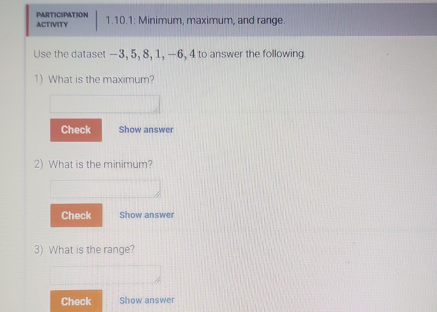 Solved 2) What is the minimum? 3) What is the range? | Chegg.com