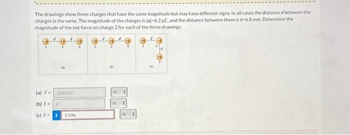 Solved The drawings show three charges that have the same | Chegg.com