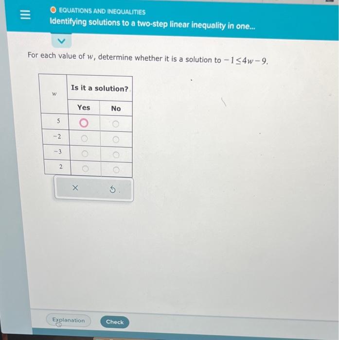 Solved For each value of w, determine whether it is a | Chegg.com