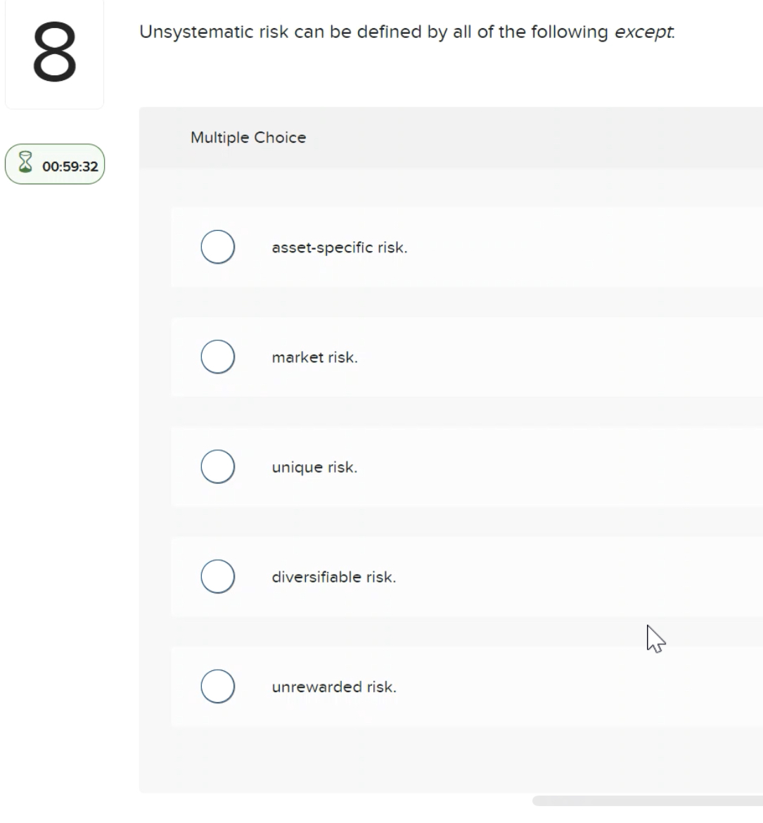 Solved 8Unsystematic risk can be defined by all of the | Chegg.com