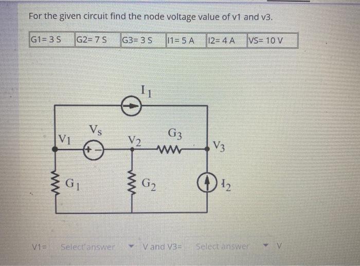 Solved For the given circuit find the node voltage value of | Chegg.com